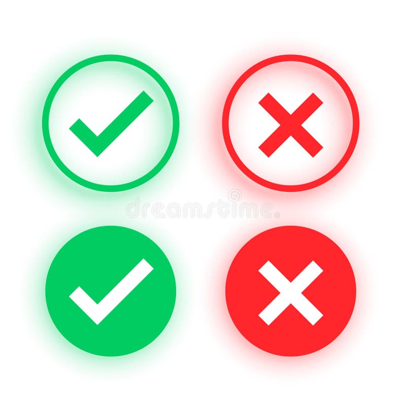 Yes or No Check Mark Cross Symbol Design Stock Vector - Illustration of ...