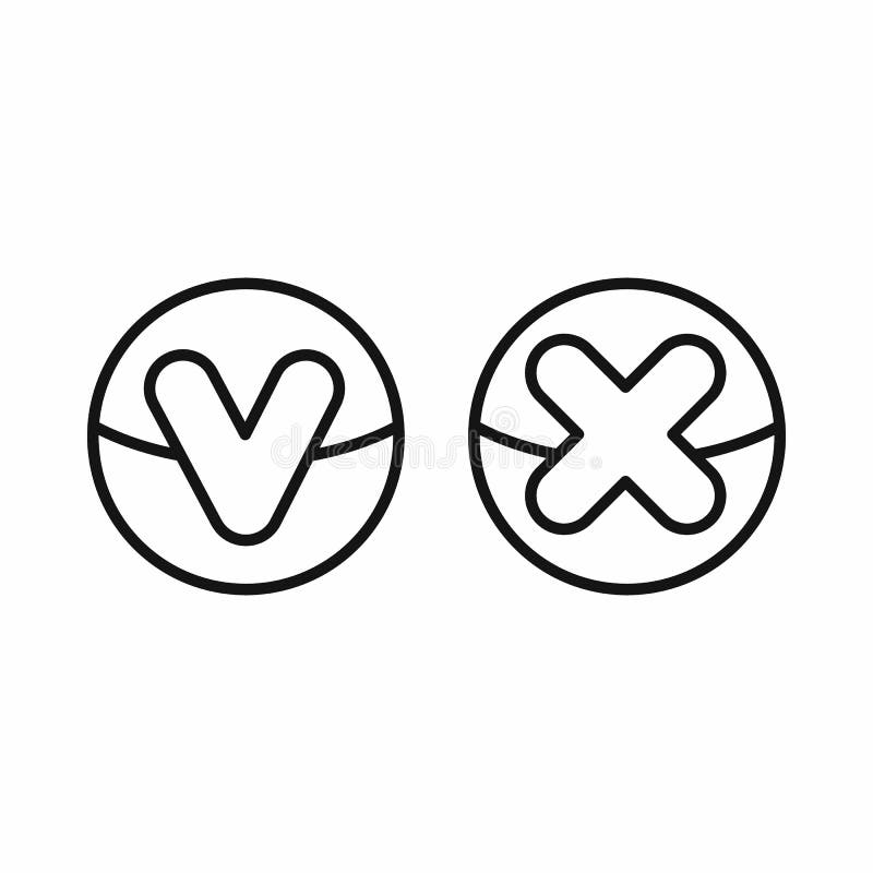 Yes No Check Marks Icon, Outline Style Stock Illustration ...