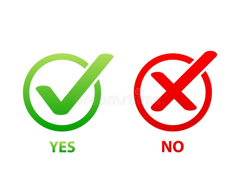 Yes and No Check Marks Icon on White Background. Stock Vector ...