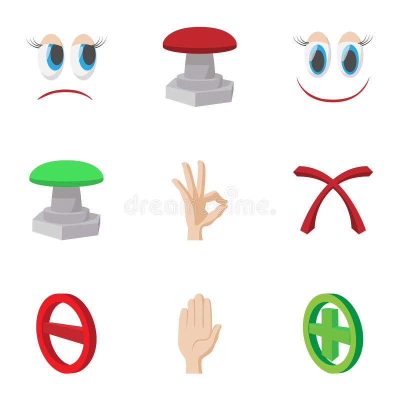 Yes No Choice Icons Set, Cartoon Style Stock Vector - Illustration of ...