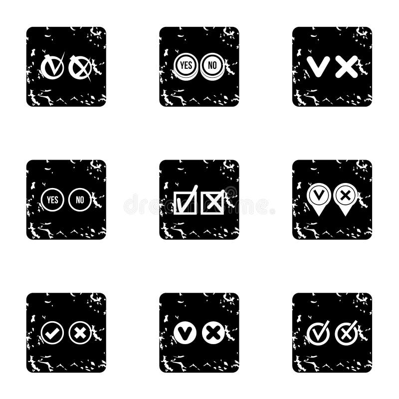Yes No Choice Icons Set, Grunge Style Stock Vector - Illustration of ...