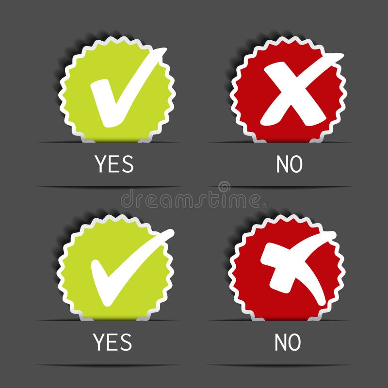 Check Mark Icon Set. Approve and Cancel Symbol for Design Project. Flat ...