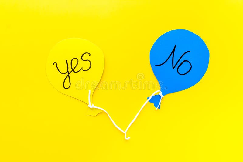 Yes or No Concept. Words on Paper Banner, Top View Stock Image - Image ...