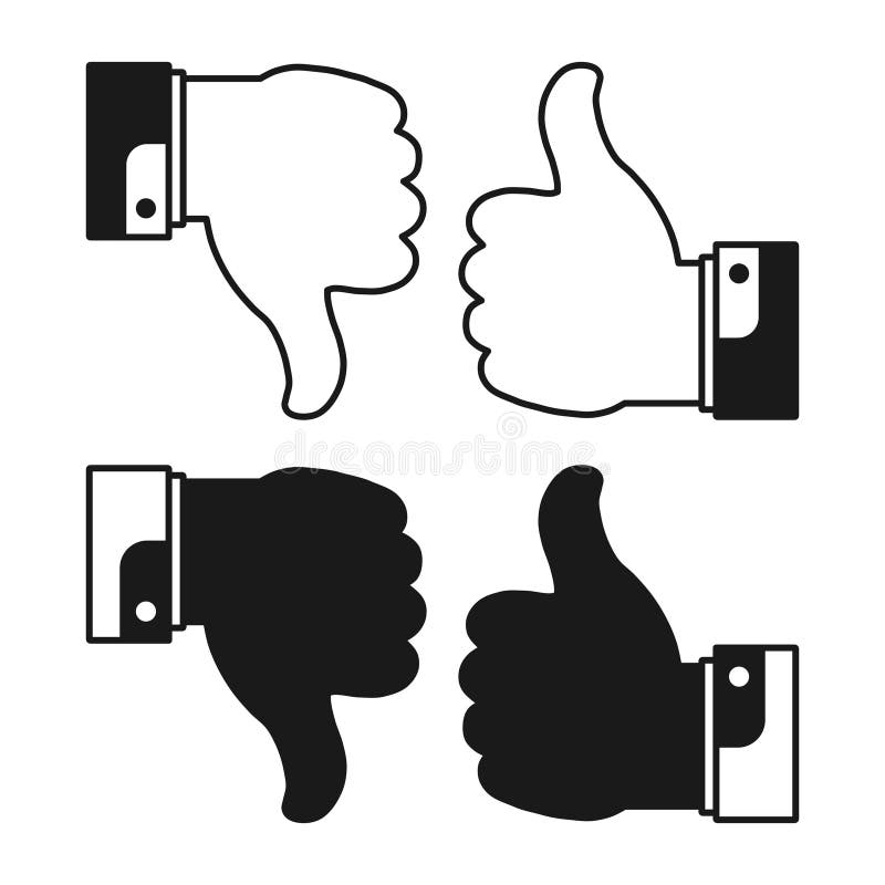 Yes and No Hand Gestures Flat Black and Outline Style Stock Vector ...