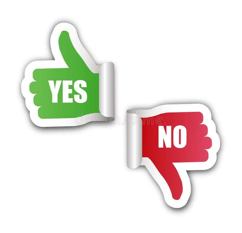 Yes no hand stickers stock vector. Illustration of option - 58348436