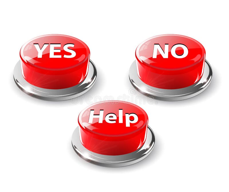Yes, No, Help Web Glossy Buttons. Stock Vector - Illustration of ...