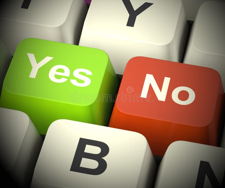 Yes No Keys Representing Uncertainty And Decisions 3d Rendering. Yes No ...