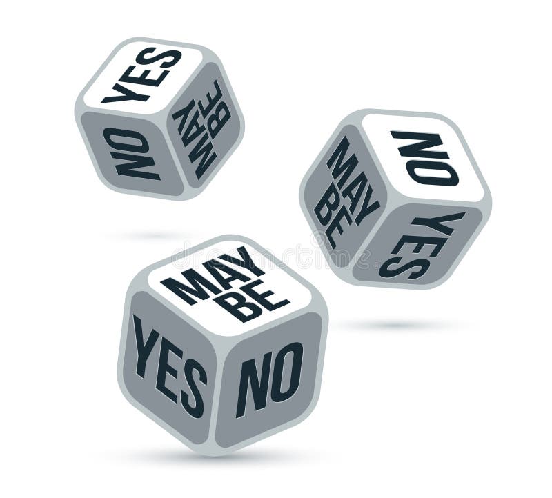 Yes or No or Maybe Dice Rolling Chance Vector Illustration, Make a ...