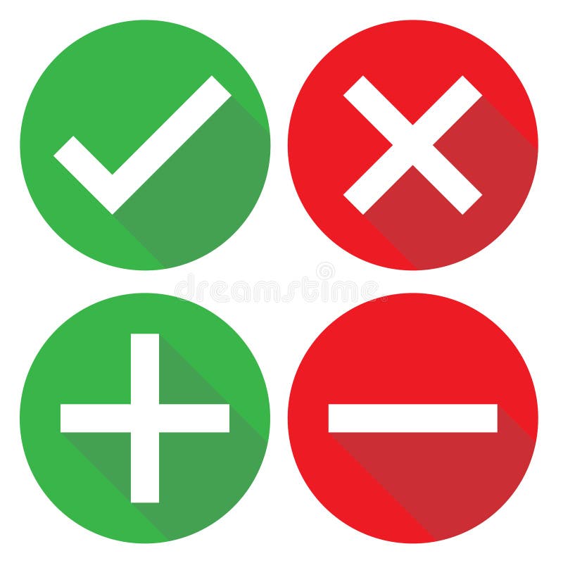 Yes No Plus Minus Check Mark Icon Stock Vector - Illustration of right ...