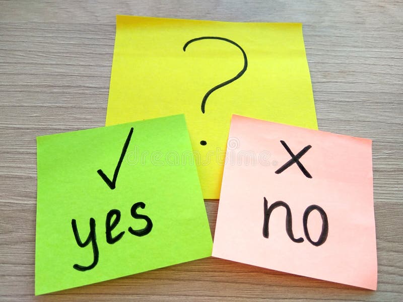 Yes or No Question Message on Sticky Notes on Wooden Table Background ...