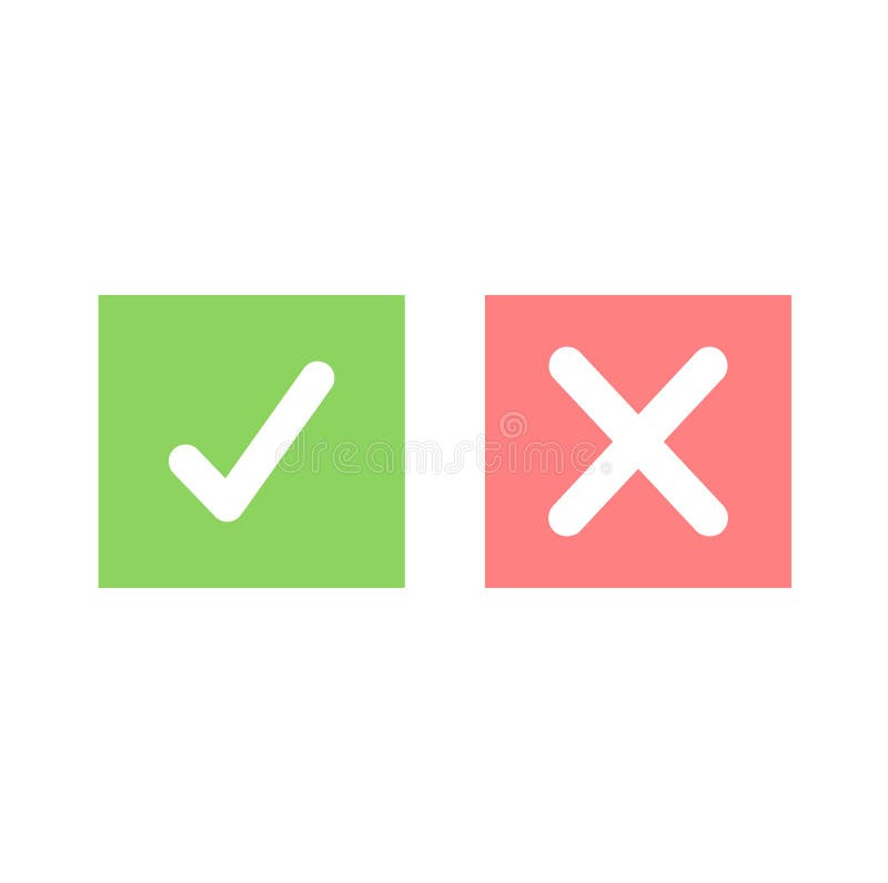 Yes and No or Right and Wrong or Approved and Declined Icons with Check ...