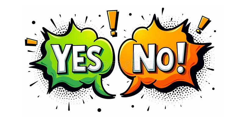 Yes No Speech Bubble Comic Book Style Pop Art, Sign Illustration Stock ...