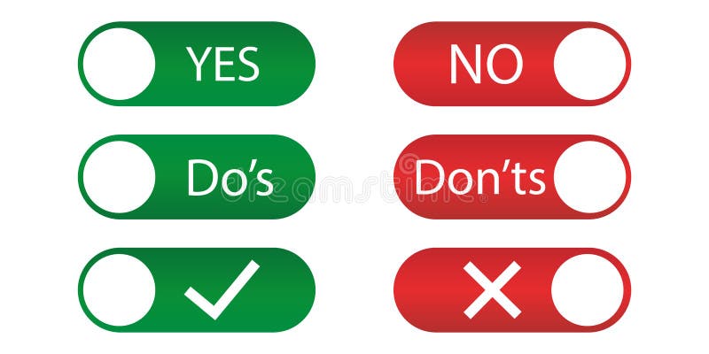 Yes or No Switch Button Icon. Doâ€™s or Donâ€™ts Button . Check Mark ...