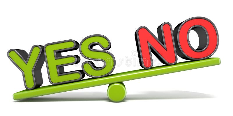 YES or NO Teeter Overbalance Concept 3D Stock Illustration ... YES or NO Teeter Overbalance Concept 3D Stock Illustration ...