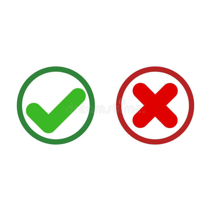 Yes or No. Green Tick and Red Cross. Icon. Vector Illustration. EPS 10 ...