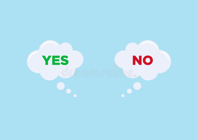 Yes, No Word Text on Thinking Bubbles Stock Vector - Illustration of ...