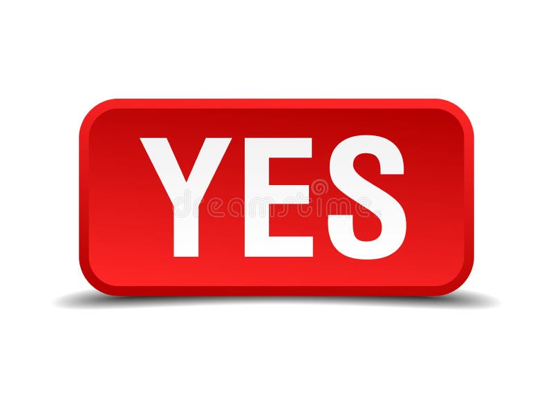 Yes red 3d square button stock vector. Illustration of flat - 87353830