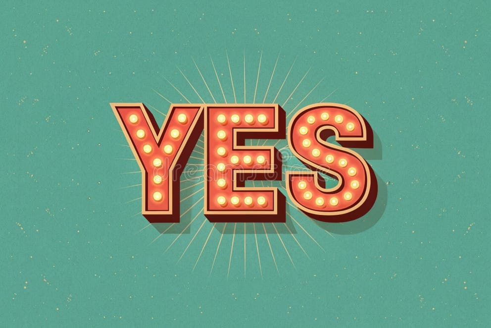 YES Retro Text Effect - Generated by Ai Stock Illustration ...