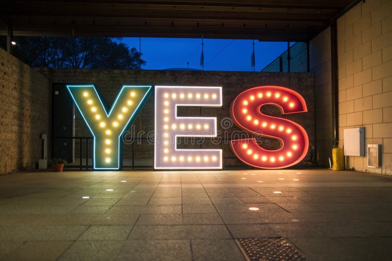 YES Sign in Lights - Generated by Ai Stock Illustration - Illustration ...