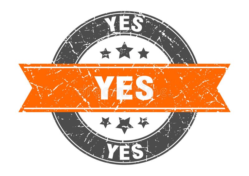 Yes stamp stock vector. Illustration of ribbon, orange - 162728310