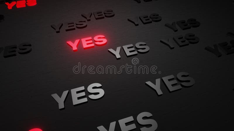 Yes Symbol or Yeah Marks on Black Background 3d Render. Say Agree or ...