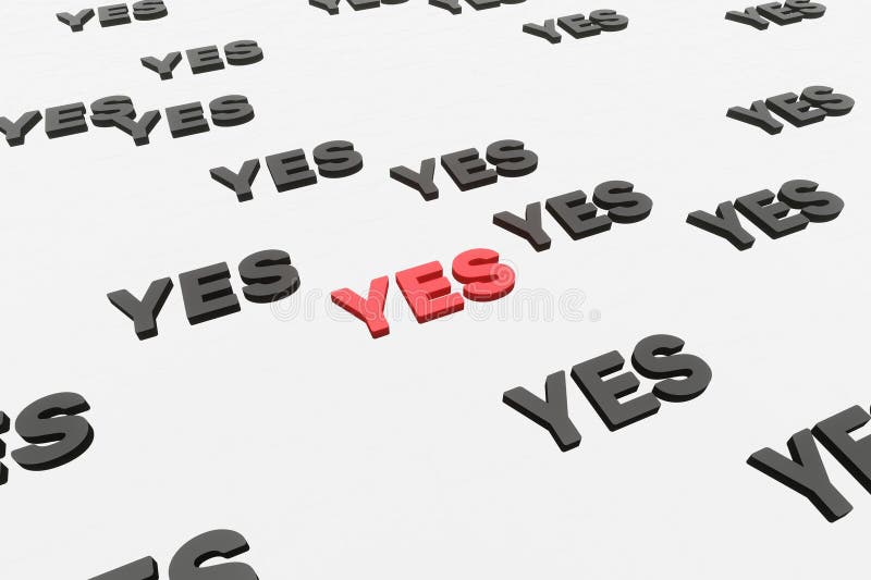 Yes Symbol or Yeah Marks on White Background 3d Render. Say Agree or ...