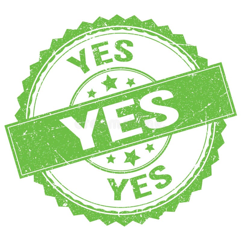 YES Text on Green Round Stamp Sign Stock Illustration - Illustration of ...