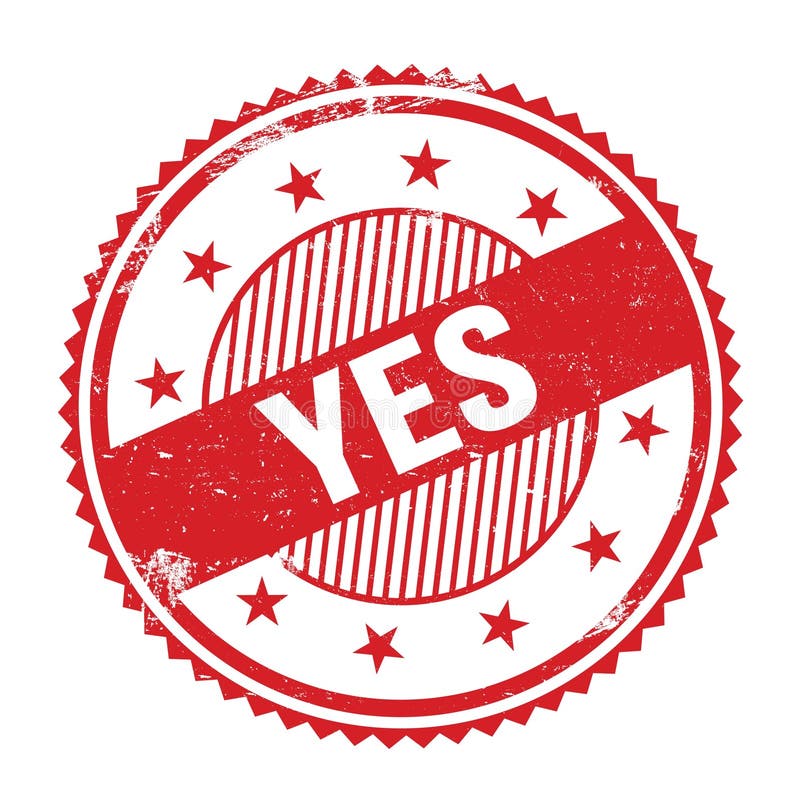 YES Text Written on Red Grungy Round Stamp Stock Illustration ...