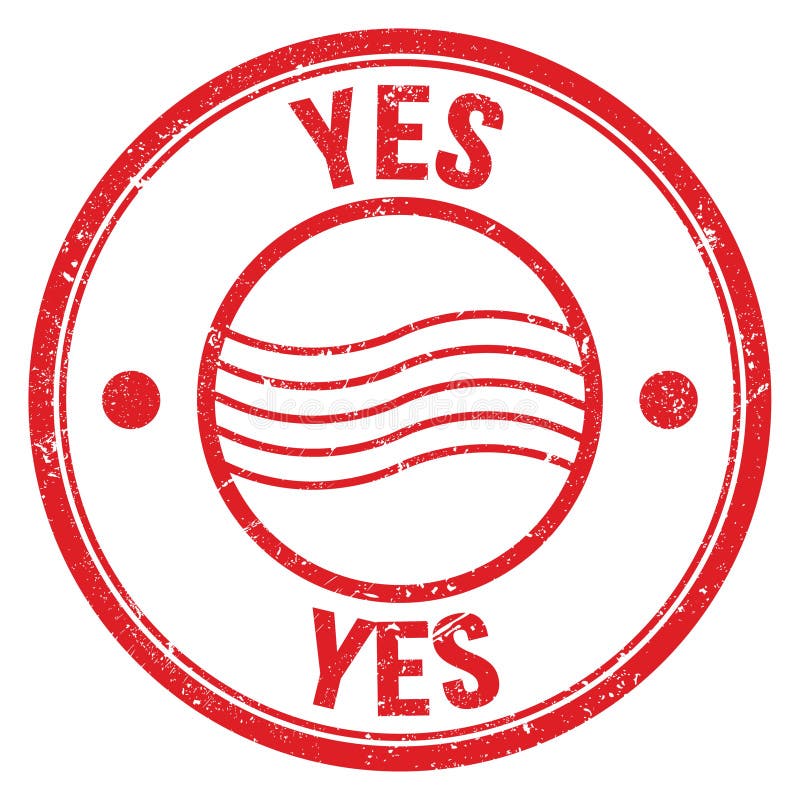 YES Text Written on Red Round Postal Stamp Sign Stock Illustration ...