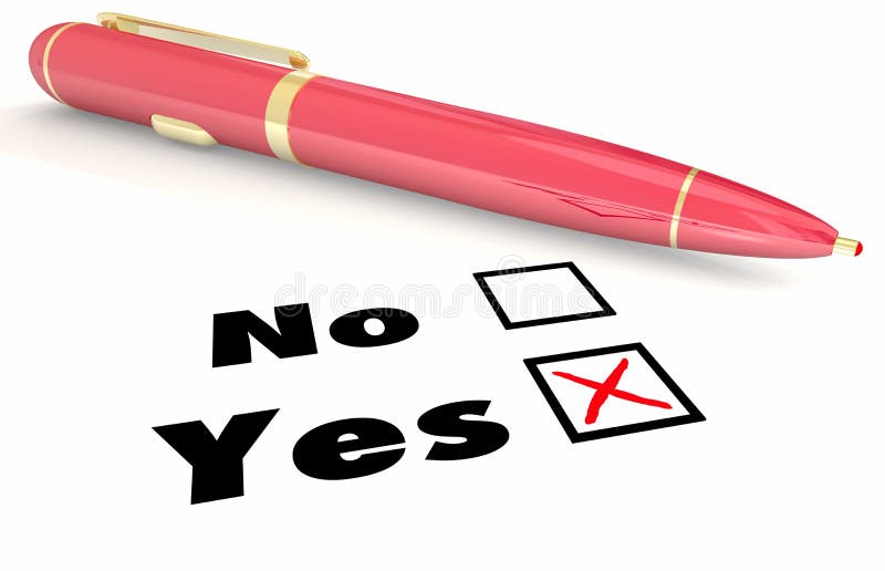 Yes Vs No Answer Choice Pen Check Mark Box Stock Illustration ...