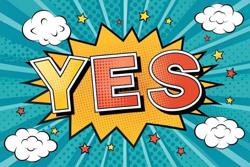 Yes Word Comic Book Pop Art Illustration - Generated by Ai Stock ...