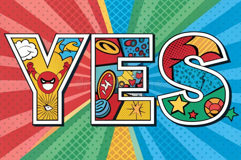 Yes Word Comic Book Pop Art Illustration - Generated by Ai Stock ...
