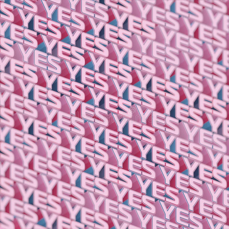 YES YES YES Word from 3d Letters Art Pattern with Multi-colored Striped ...