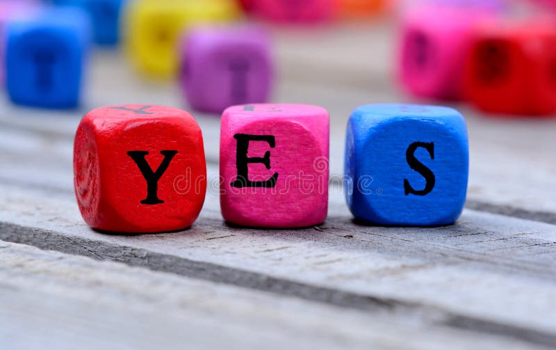 Yes word on table stock image. Image of school, color - 78167943