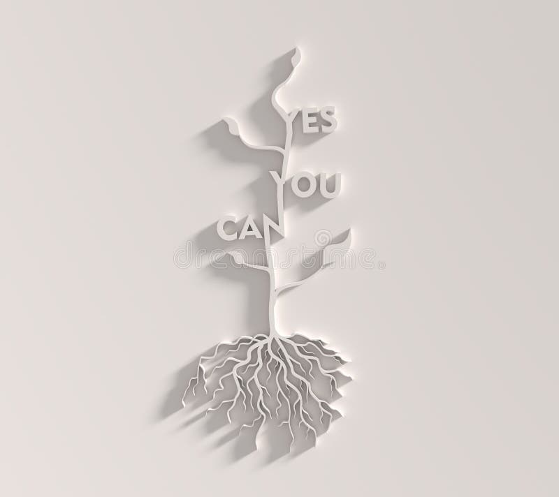 Yes You Can Phrase As Branches of Tree. Motivation Typography Quote ...