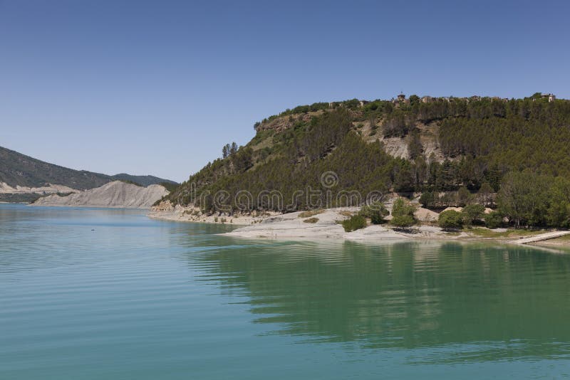 View on Embalse de Yesa stock photo. Image of trees, basin - 15784154