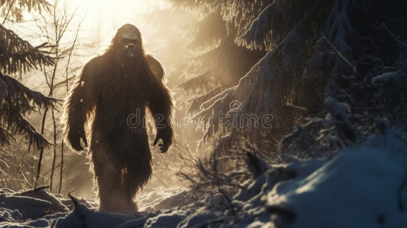 Yeti Fairy Tale Character in Winter Forest. Neural Network Ai Generated ...