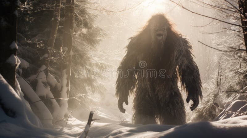 Yeti Fairy Tale Character in Winter Forest. Neural Network Ai Generated ...