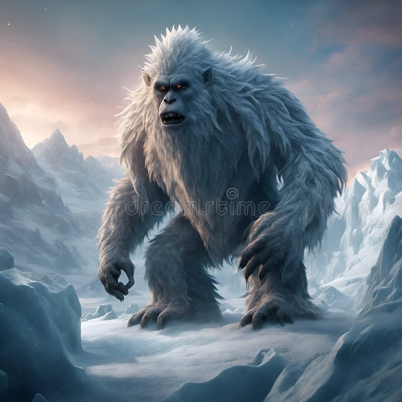 A yeti on an ice mountain stock illustration. Illustration of animal ...