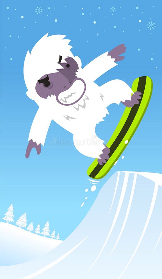 Yeti snowboard skiing stock illustration. Illustration of winter - 47053777