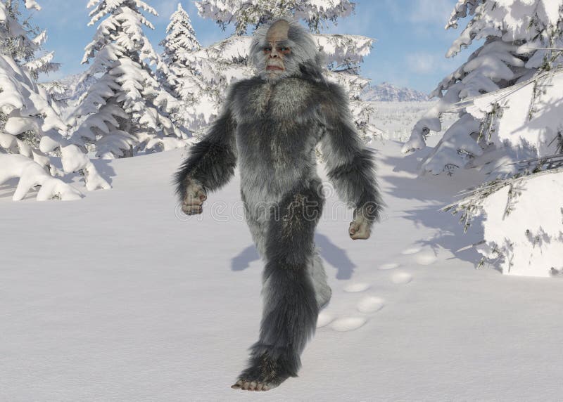 Yeti Winter in the Forest 3d Illustration Stock Illustration ...