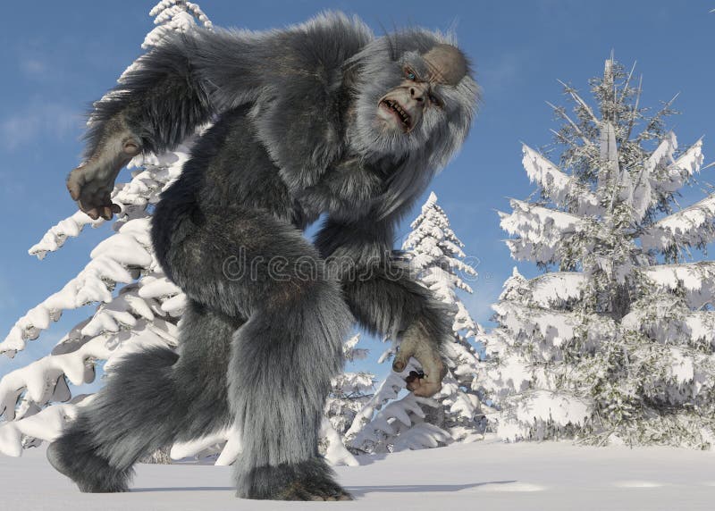 Yeti Winter in the Forest 3d Illustration Stock Illustration ...