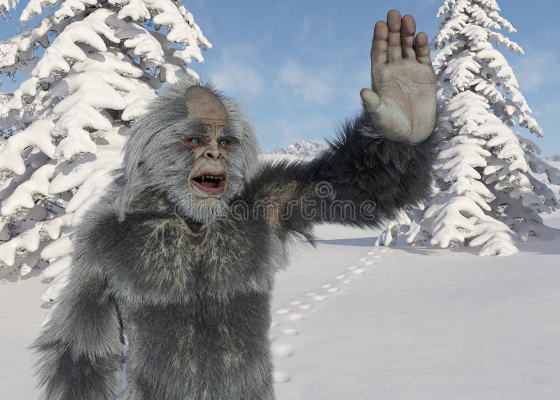 Yeti Winter in the Forest 3d Illustration Stock Illustration ...