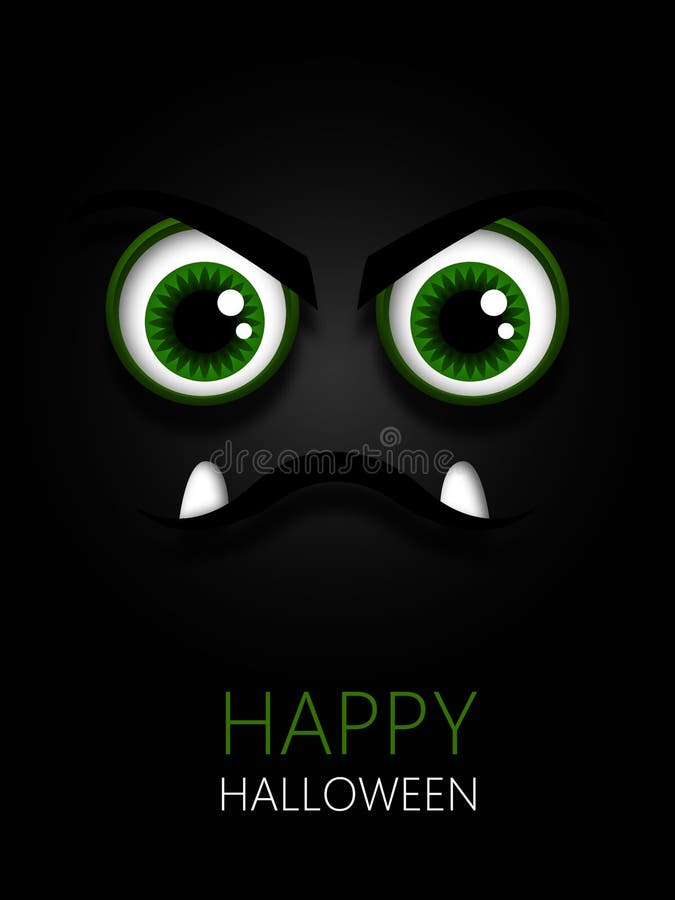 Yeux Verts Effrayants Avec Des Souhaits De Halloween Illustration Stock ...