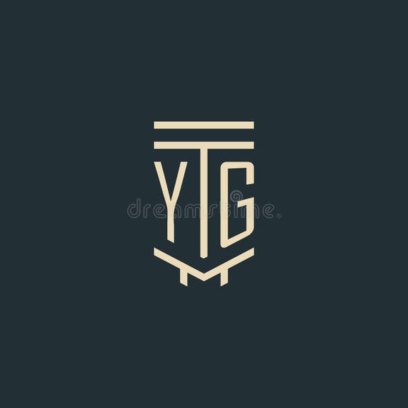 YG Initial Monogram with Simple Line Art Pillar Logo Designs Stock ...