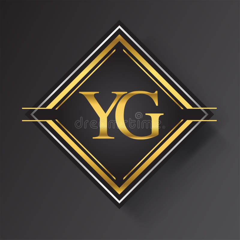 YG Letter Logo in a Square Shape Gold and Silver Colored Geometric ...