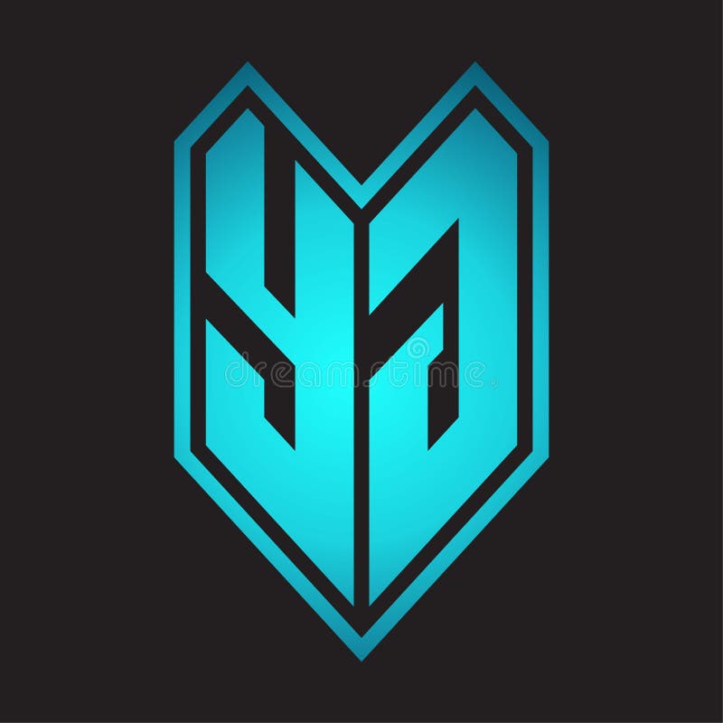 YG Logo Monogram with Emblem Line Style Isolated on Blue Gradient ...