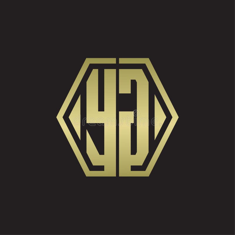YG Logo Monogram with Hexagon Line Rounded Design Template with Gold ...