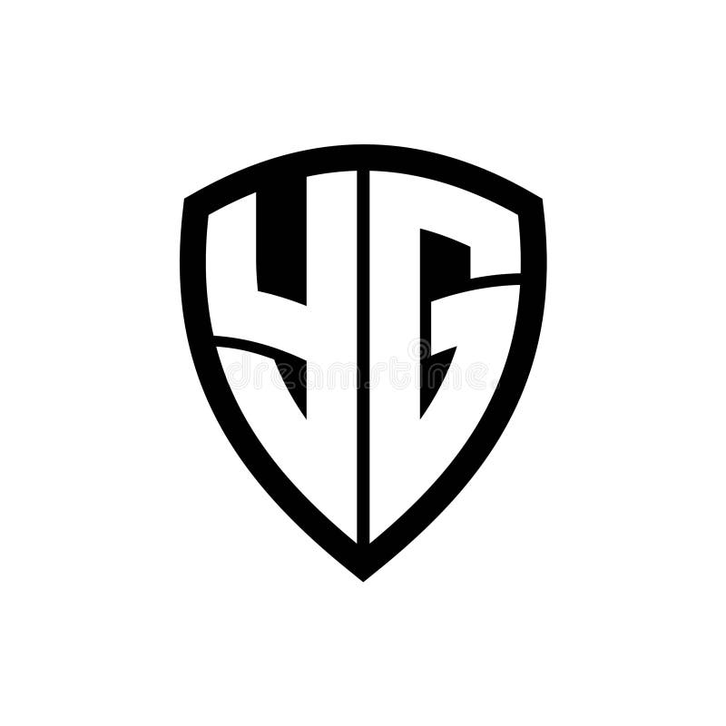 YG Monogram Logo with Bold Letters Shield Shape with Black and White ...