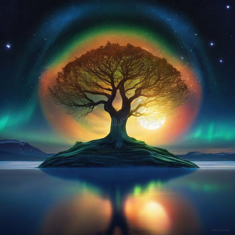Yggdrasil the Eternal Tree in the Middle of the Stock Illustration ...